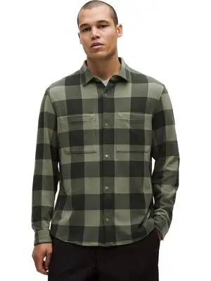 Lululemon Soft Knit Overshirt Check Plaid Oak Moss Gator Green