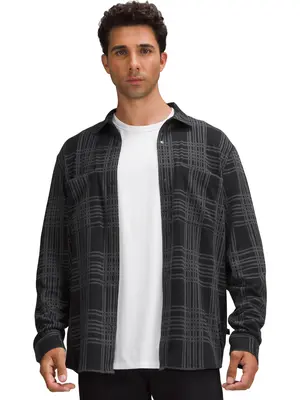 Lululemon Soft Knit Overshirt Ridge Plaid Black Asphalt Grey