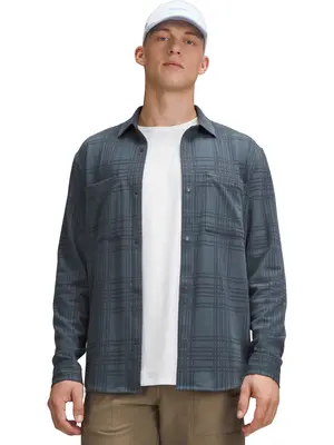 Lululemon Soft Knit Overshirt Ridge Plaid Oil Grey Black Night