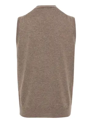 DELL'OGLIO V-neck Knitted Vest - Neutrals