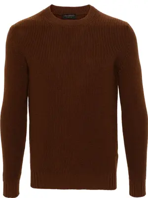 DELL'OGLIO Ribbed-knit Crew-neck Jumper - Brown
