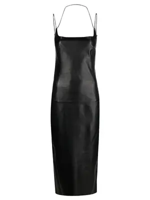 ATTICO The Attico Halterneck Leather Midi Dress