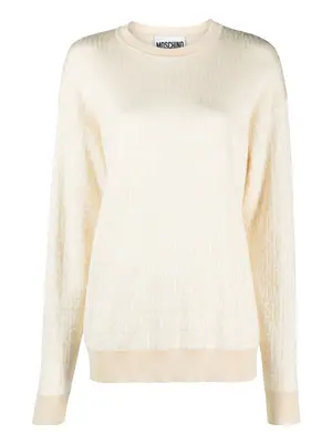 Moschino Logo-intarsia Virgin Wool Sweater - Neutrals
