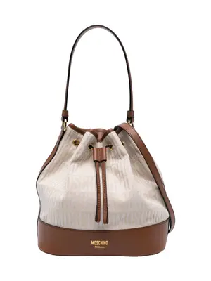 Moschino Monogram-jacquard Bucket Bag - Neutrals
