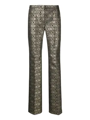 Moschino Metallic Logo-print Trousers - Black