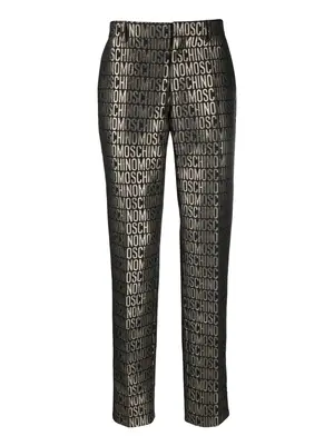 Moschino Slim-cut Logo-print Trousers - Black