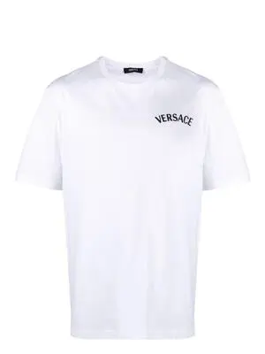 Versace Milano Stamp Embroidered Cotton T-shirt - White