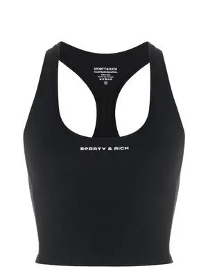 SPORTY & RICH Logo-print Crop Top - Black