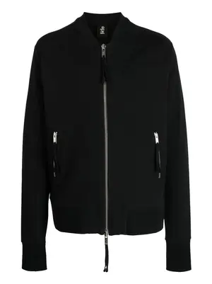 THOM KROM Band-collar Zip-up Bomber Jacket - Black
