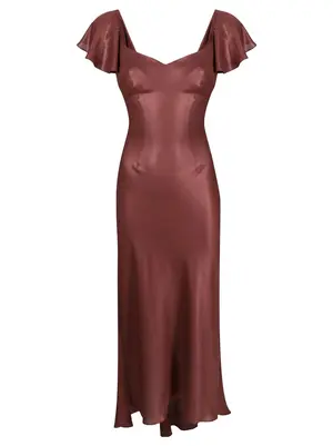 PARLOR Metallic-effect Midi Dress - Brown
