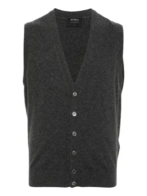 DELL'OGLIO V-neck Cashmere Vest - Grey