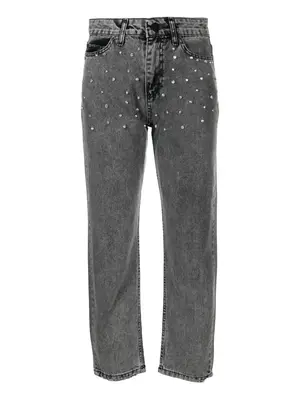 ANA RADU Crystal-embellished Cropped Jeans - Grey