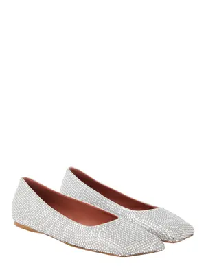 Amina Muaddi Ane Embellished Ballet Flats - Silver