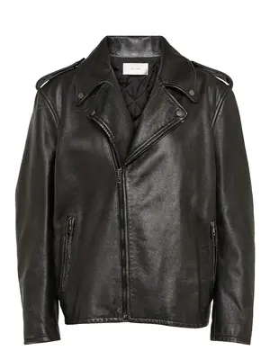 THE ROW Catilina Leather Biker Jacket - Black