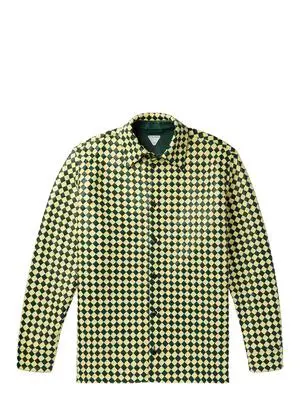 Bottega Veneta Two-tone Intrecciato Leather Shirt - Green