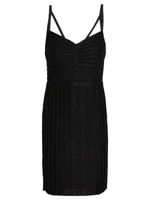 Herve Leger Metallic Ribbed-knit Mini Dress - Black