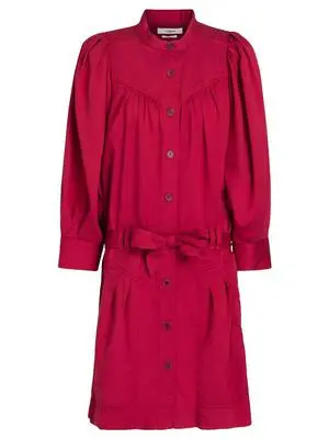MARANT ETOILE Samira Belted Lyocell-blend Twill Mini Dress - Crimson