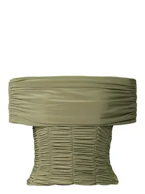 Tibi Convertible Ruched Jersey Top - Green