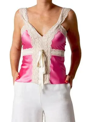 Miguelina Silk And Lace Cami - Pink