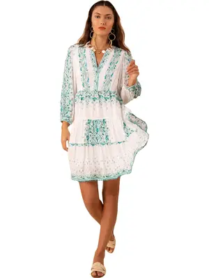 Hale Bob Emery Embroidered Dress - Blue