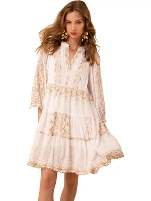 Hale Bob Emery Embroidered Dress - Neutral