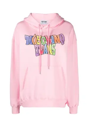 Moschino Logo-print Cotton Hoodie - Pink