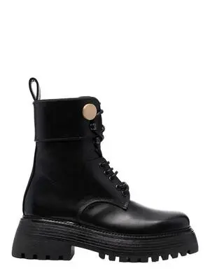 PORTS 1961 Ports 1961 Black Leather Ridged Lace-Up Boots