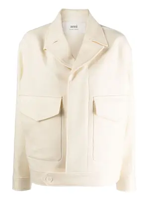Ami Notched-lapel Virgin-wool Jacket - White