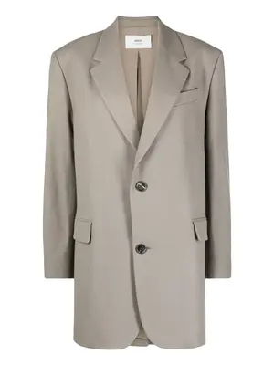 AMI Paris AMI Paris Single-Breasted Virgin Wool Blazer Grey