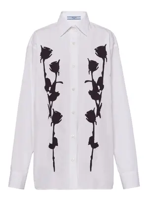 Prada Embroidered Poplin Shirt - White