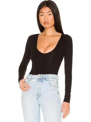 Superdown Malina Deep V Bodysuit - Black