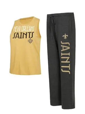 CONCEPTS SPORT New Orleans Saints Muscle Tank Top And Lounge Pants Set - Black