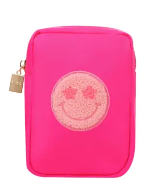 BLOC BAGS Smiley Cosmetics Bag - Hot Pink