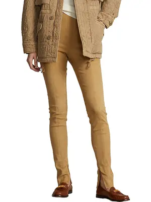 Ralph Lauren Ralph Lauren Lambskin Suede Pant Sand