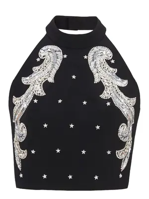 Balmain Baroque Embroidered Sleeveless Top - Black