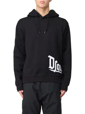 Dsquared2 Cotton Hoodie With Printed Logo - Black
