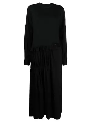 Yohji Yamamoto Panelled Tiered Maxi Dress - Black
