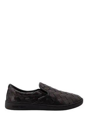 Bottega Veneta Leather Slip-on Sneakers With Intrecciato Motif - Black