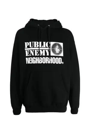 NEIGHBORHOOD X Public Enemy Logo-print Hoodie - Black
