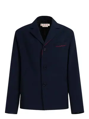Marni Contrast-stitch Wool Blazer - Blue