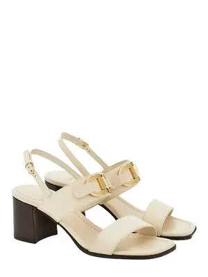 FERRAGAMO Lou Gancini Block Heel Sandals - Mascarpone