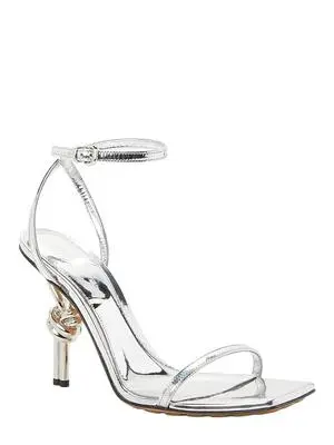 Bottega Veneta High Heel Knot Sandals Silver