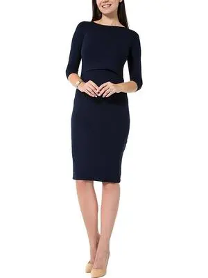 ACCOUCHEE Grace Maternity/nursing Dress - Navy Blue