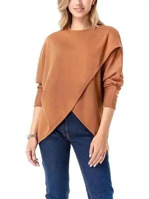 ACCOUCHEE Let Loose Crossover Knit Top - Toffee