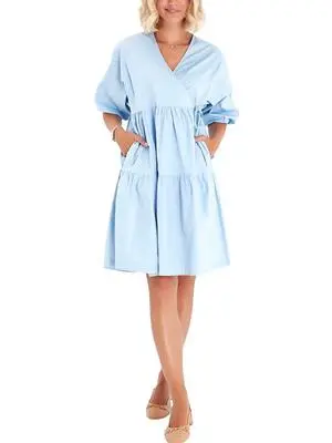 ACCOUCHEE A-line Maternity/nursing Wrap Dress - Baby Blue