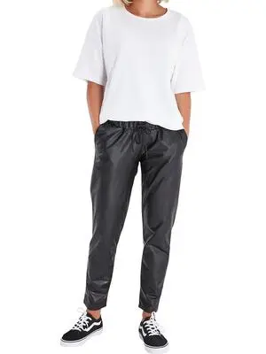 ACCOUCHEE Faux Leather Maternity Jogger Pants - Black