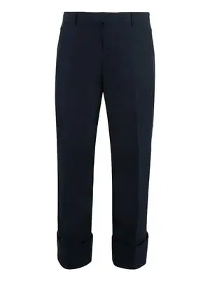 Bottega Veneta Cotton Trousers With Roll-up Ankle Cuffs - Blue