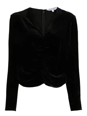 Veronica Beard Pelona Velvet Blouse - Black