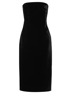 Wardrobe.NYC Strapless Velvet Midi Dress - Black