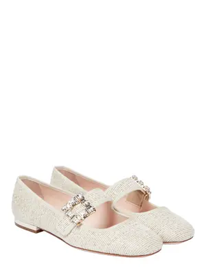 ROGER VIVIER Très Vivier Embellished Ballet Flats - Neutrals
